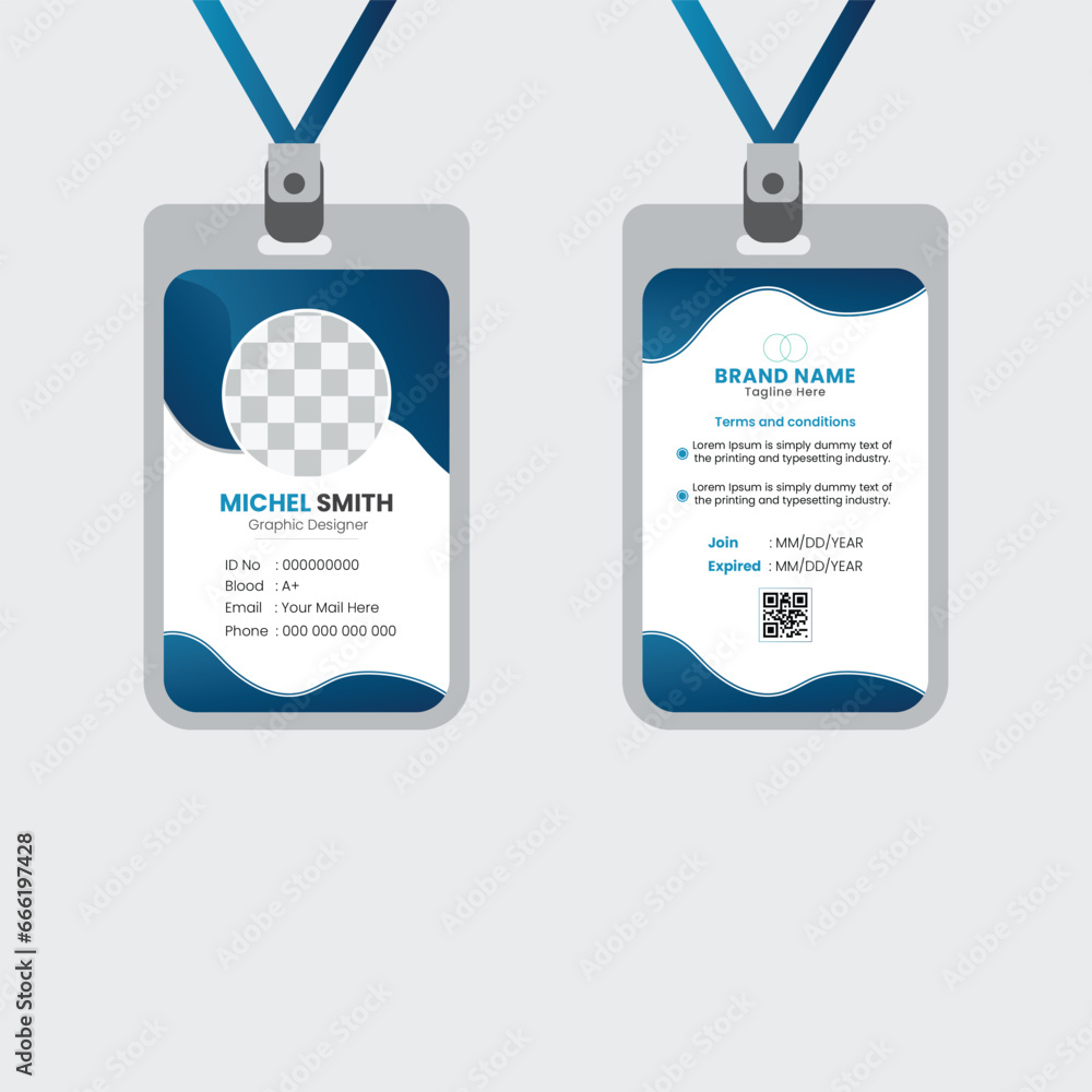 PrintA bundle of 1 templates of different colors Id card design ...