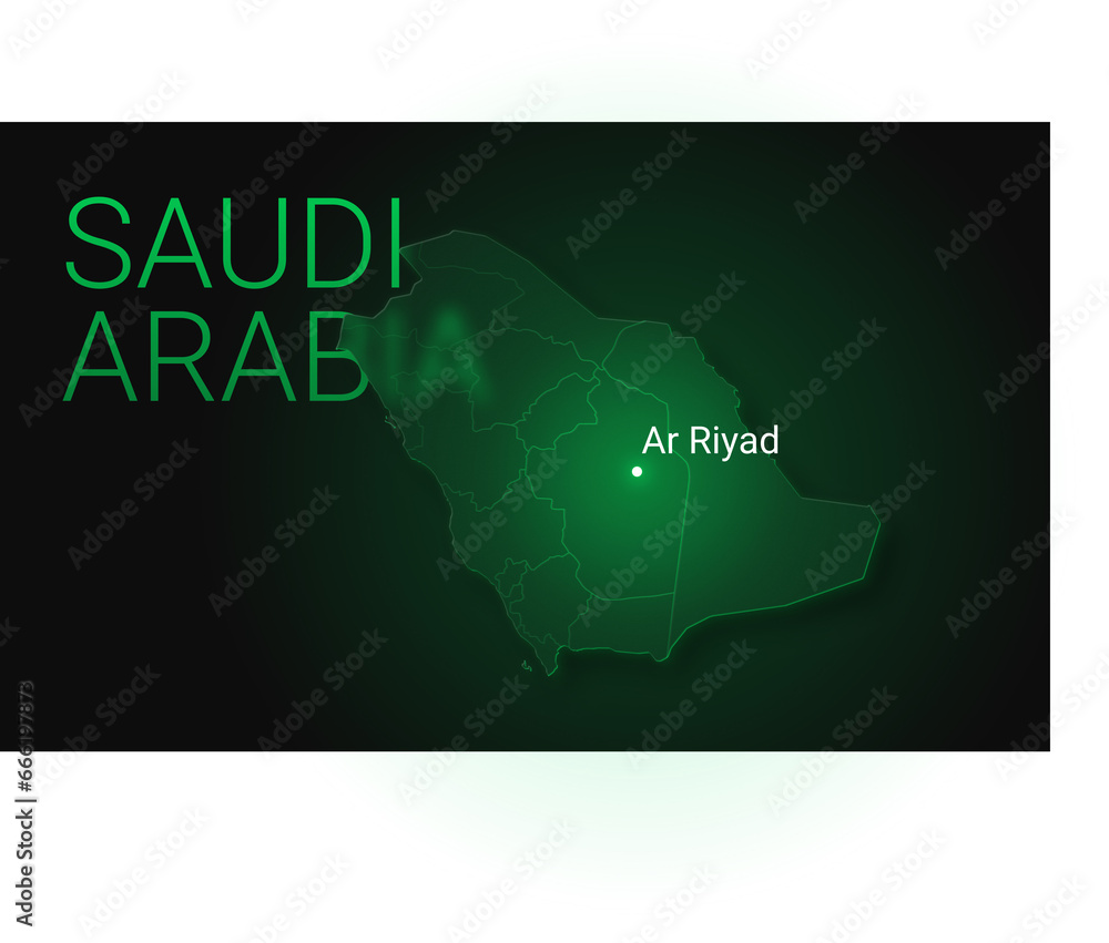 Saudi Arabia luxury glass map with a Capital of Ar Riyad Stock ...