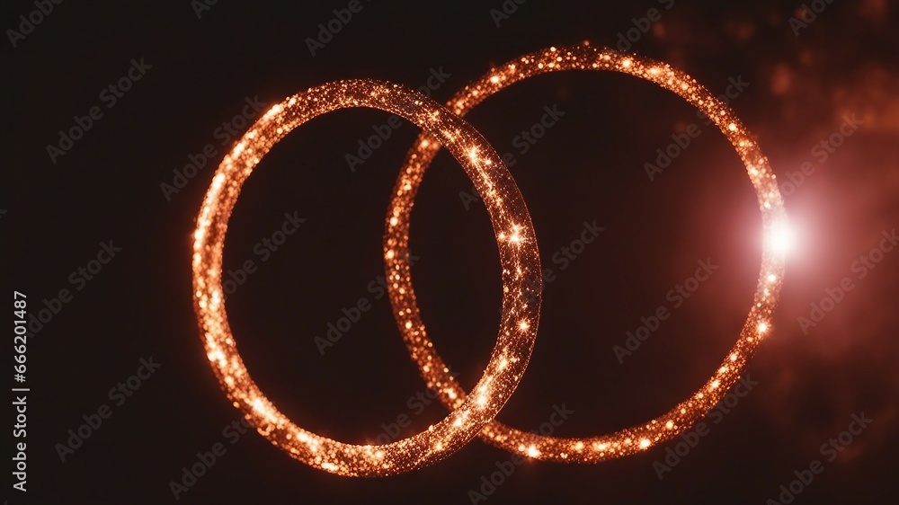 two rings on a black background _A fiery ring in the night sky ...