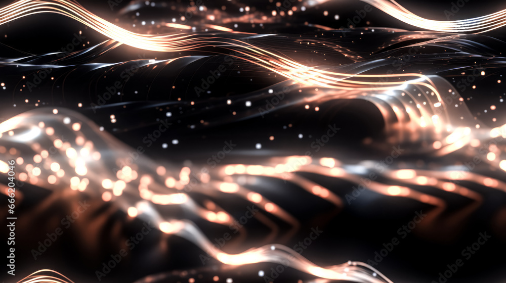 The image shows cascading lights dancing along a brilliant meta ...