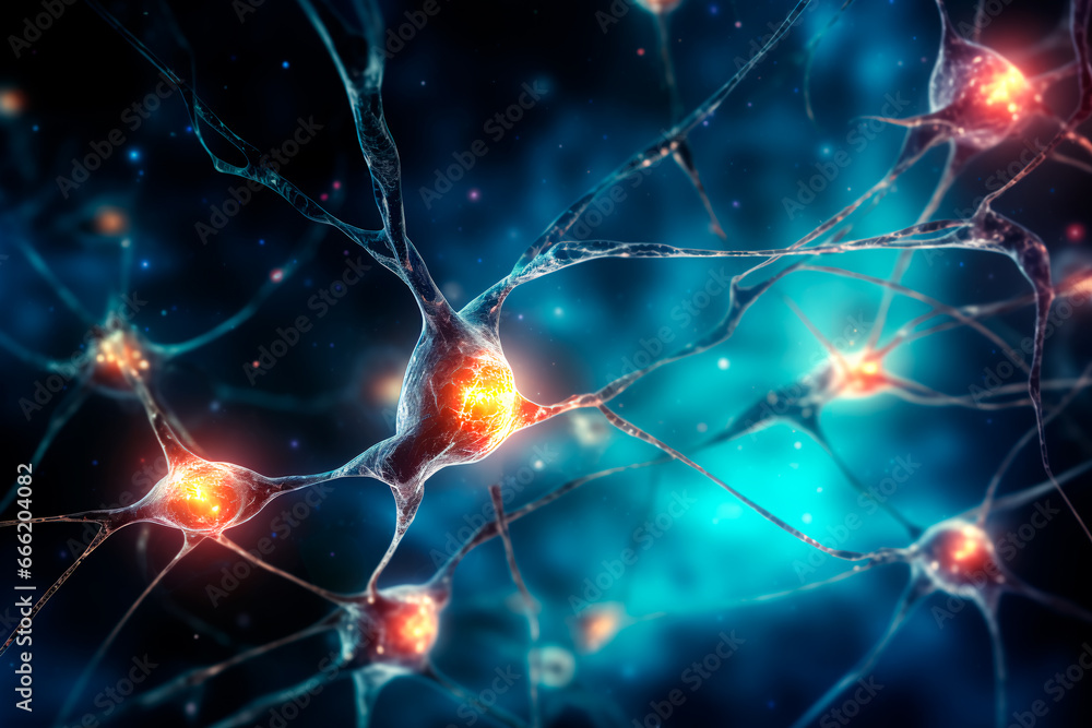 Nerves and synapses in the human brain. Brain chemistry. Nerve ...