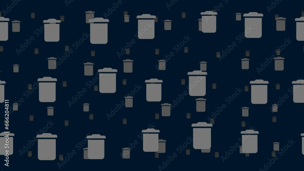 Trash symbols float horizontally from left to right. Parallax fly ...
