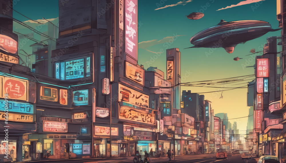 japan, city, evening, sunset, buildings, architecture, atomic age ...