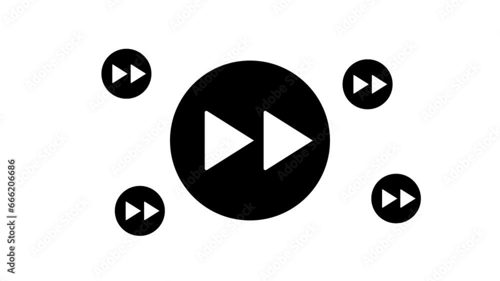 Zoom in and out animation the fast forward symbol. Large black symbol ...