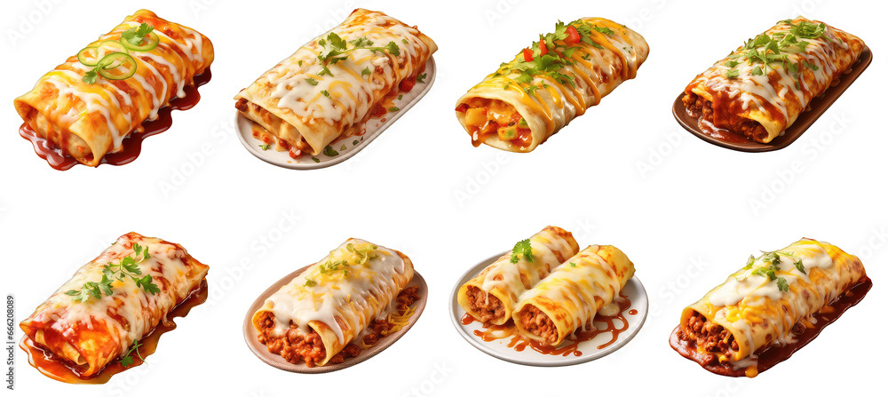 set of enchilada isolated on transparent background, Italian food ideal ...