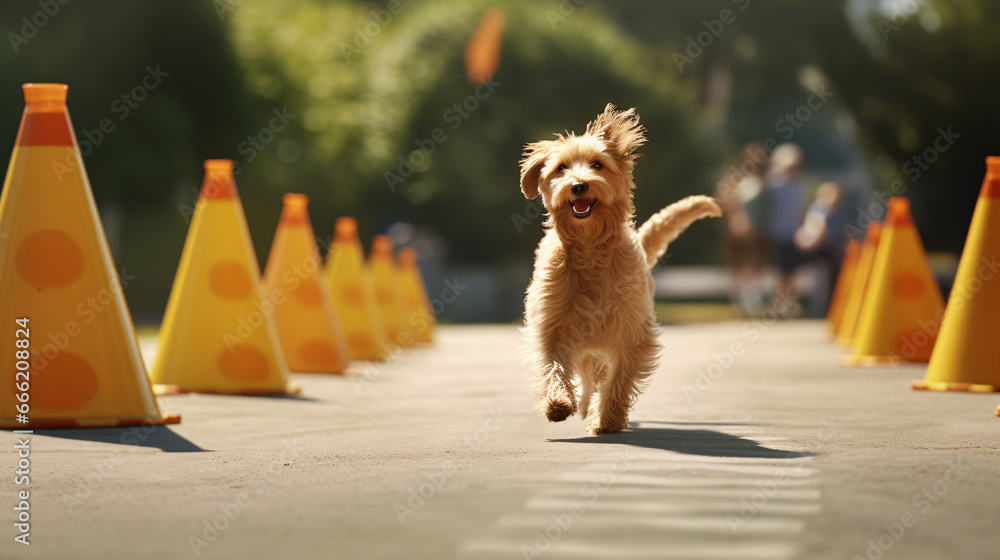 A beautiful dog, with its sleek fur glistening in the sunlight ...