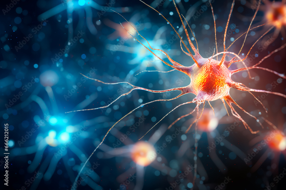 Nerves and synapses in the human brain. Brain chemistry. Nerve ...