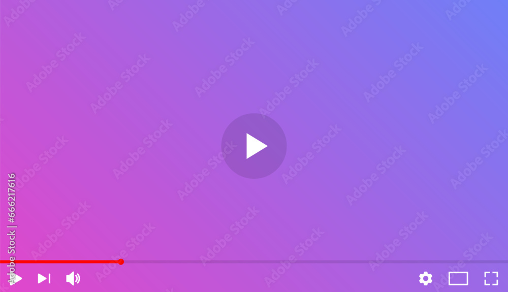 Video player mockup template. Media player window bar, video screen ...