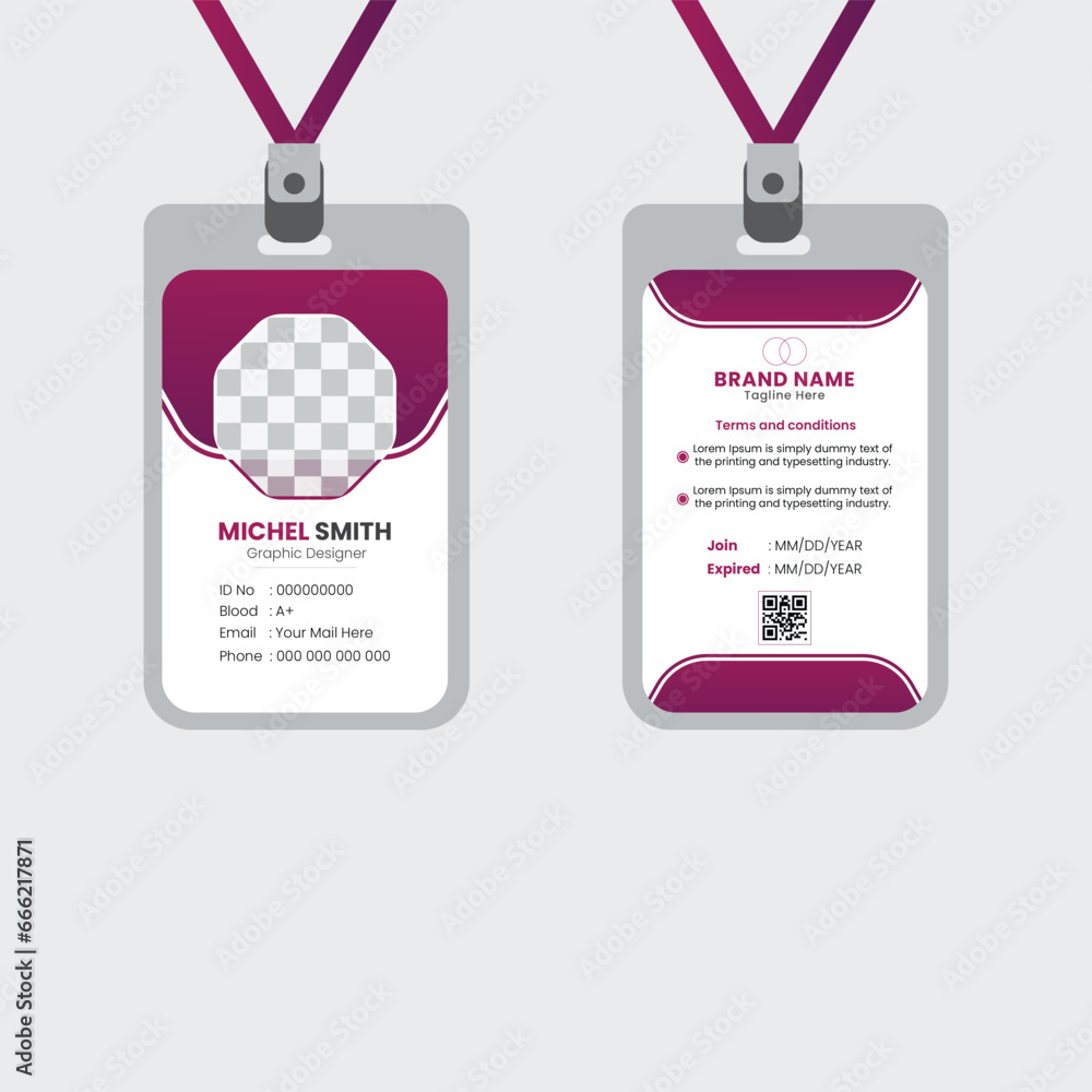PrintA bundle of 1 templates of different colors Id card template ...
