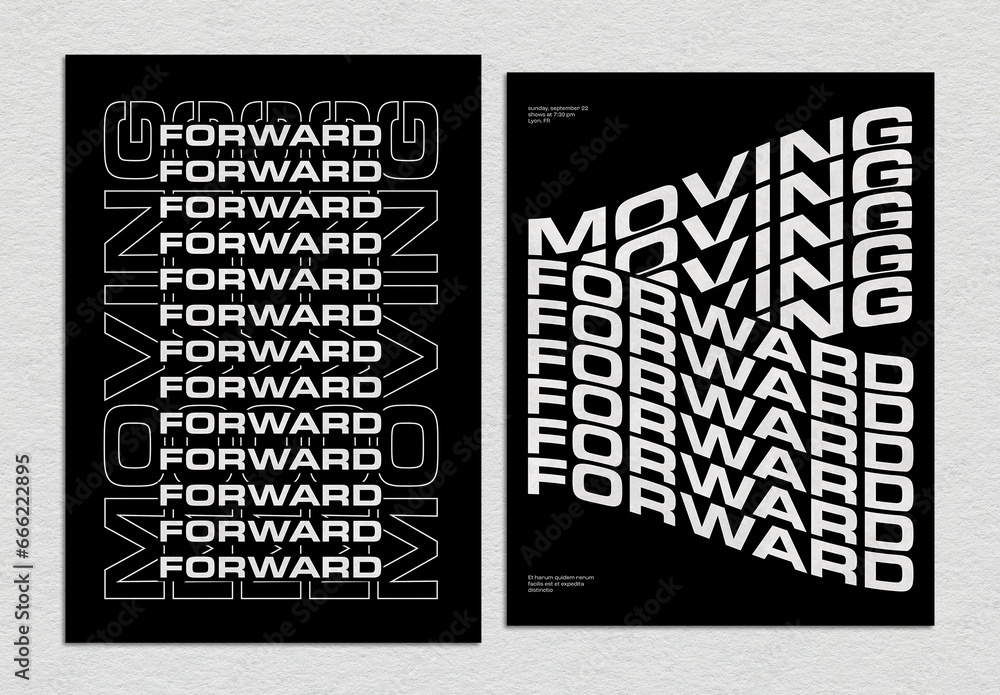 Stacked Type Posters Layout Design Set Stock Template | Adobe Stock