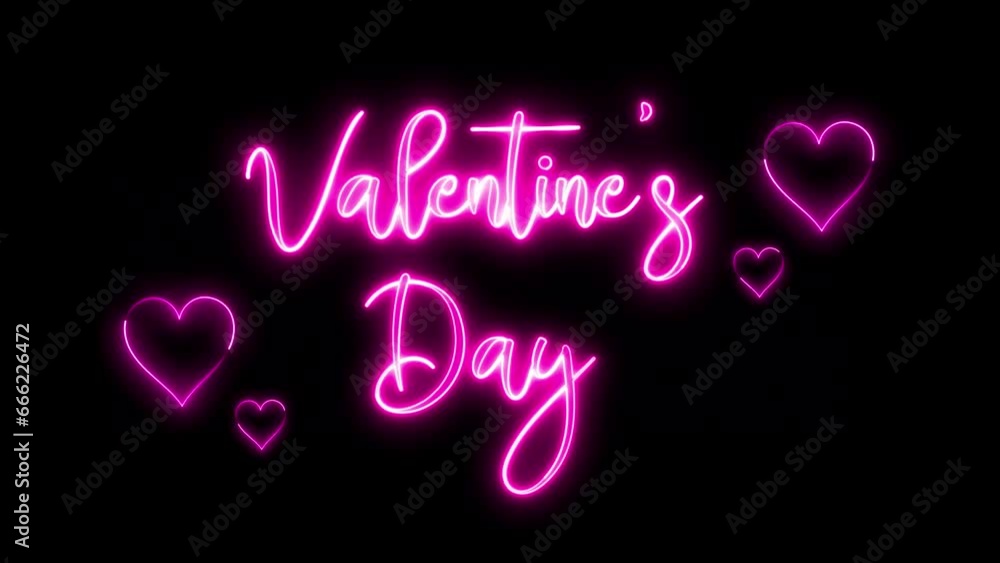 Neon line Light Valentine's Day Calligraphy Text in glowing pink led ...