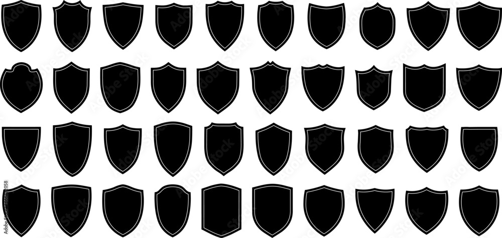 Police badge shapes. Badges shields, club award empty labels, medieval ...