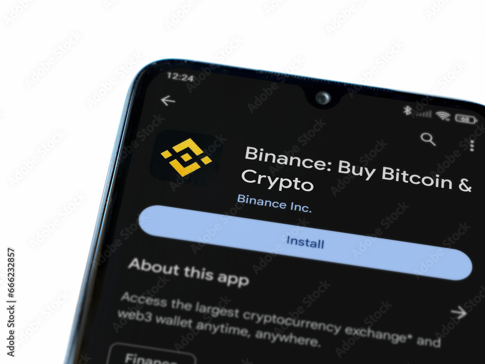 Lod, Israel - July 16,2023: Binance app play store page on smartphone ...