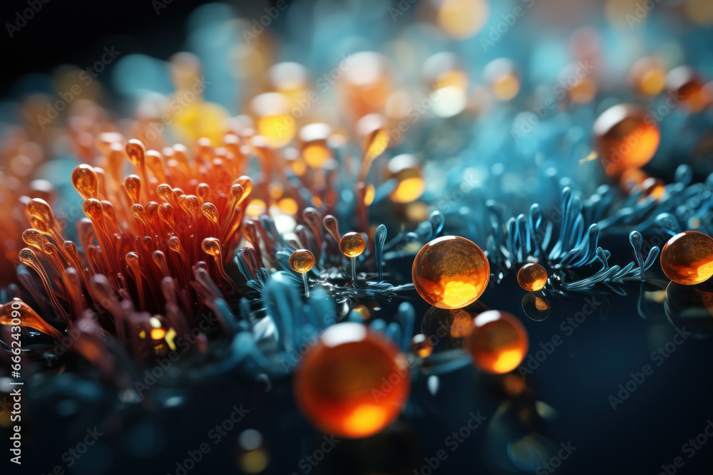 Bacterial cells dividing and multiplying in a symphony of life at the cellular level. Concept of ...