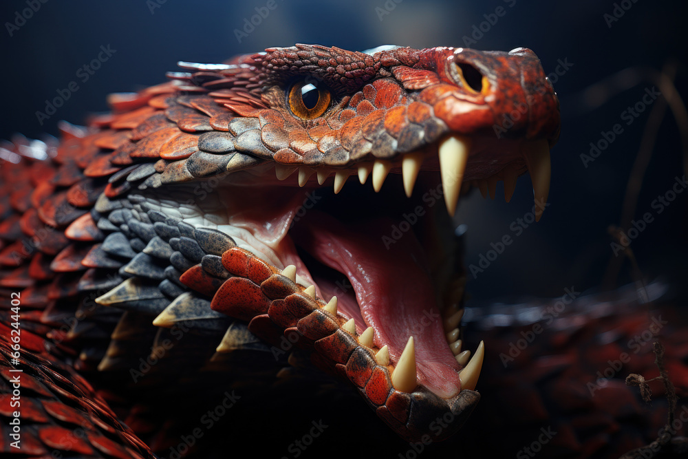A close-up of a venomous snake's fangs, emphasizing the peril of ...