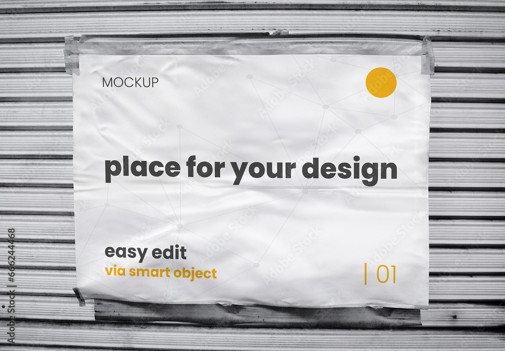 Store Gate Shutter Horizontal Poster Mockup Stock Template | Adobe Stock