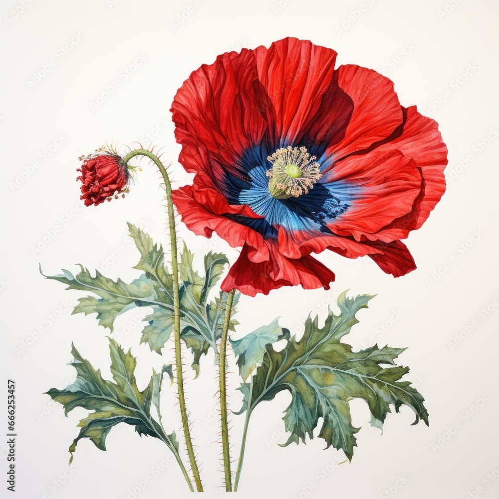 poppy detailed watercolor painting fruit vegetable clipart botanical ...