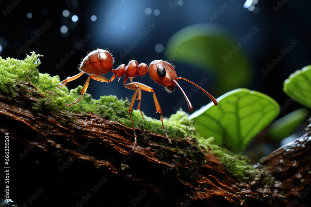 A leafcutter ant carrying a green leaf fragment back to its underground ...