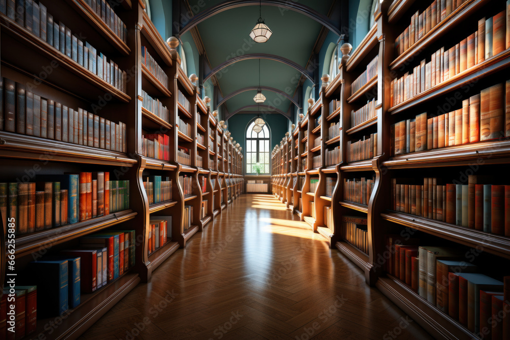 A quiet library with rows of books, inviting readers to explore new ...
