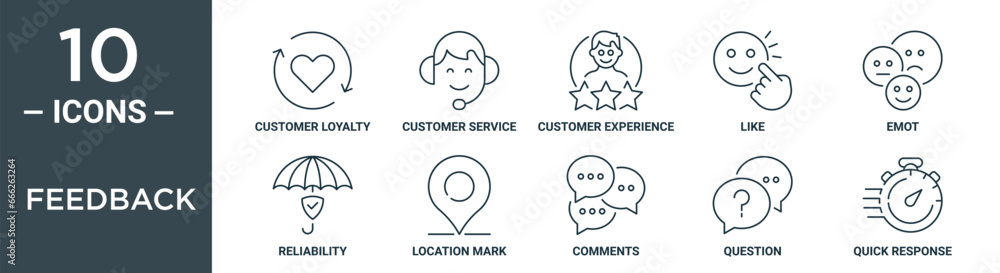 feedback outline icon set includes thin line customer loyalty, customer ...
