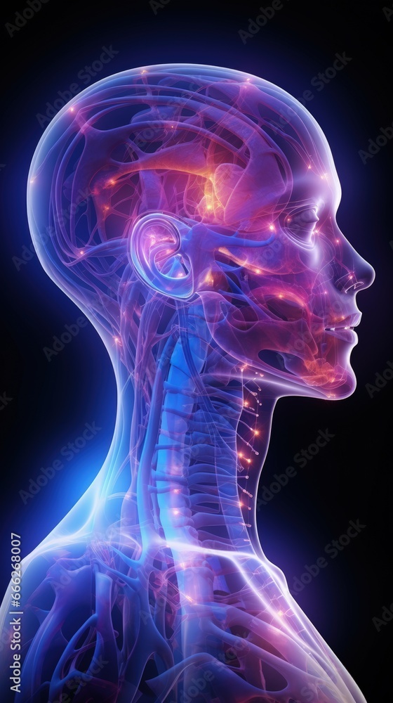 Human brain signal. Deep Learning Concept. Human head and brain ...