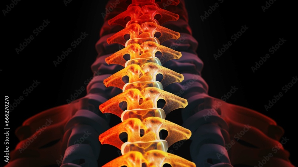 Human spine visualising pain with red and orange colours Stock Photo ...