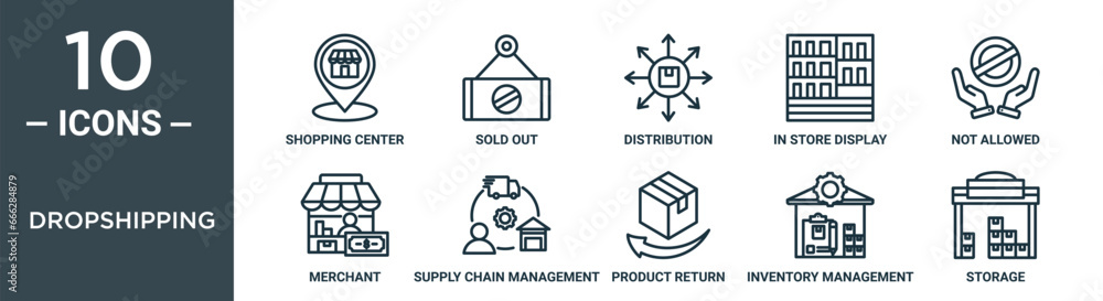 dropshipping outline icon set includes thin line shopping center, sold ...