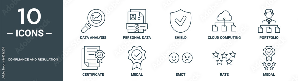 compliance and regulation outline icon set includes thin line data ... compliance and regulation outline icon set includes thin line data ...