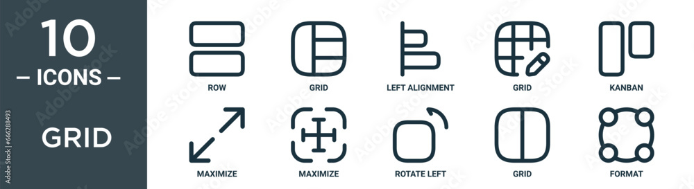 Vetor do Stock: grid outline icon set includes thin line row, grid ...