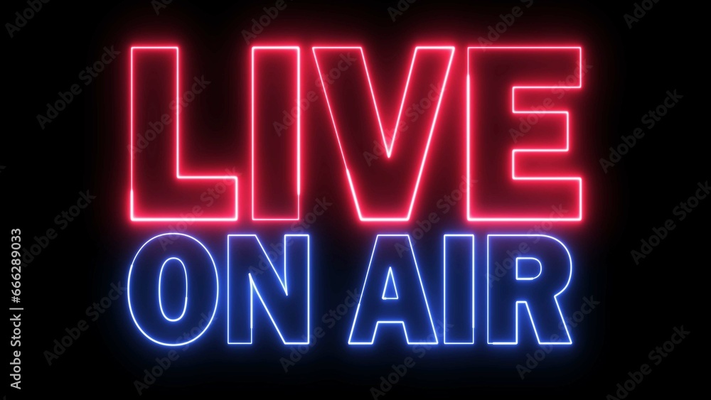 Live On Air text font with light. Luminous and shimmering haze inside ...