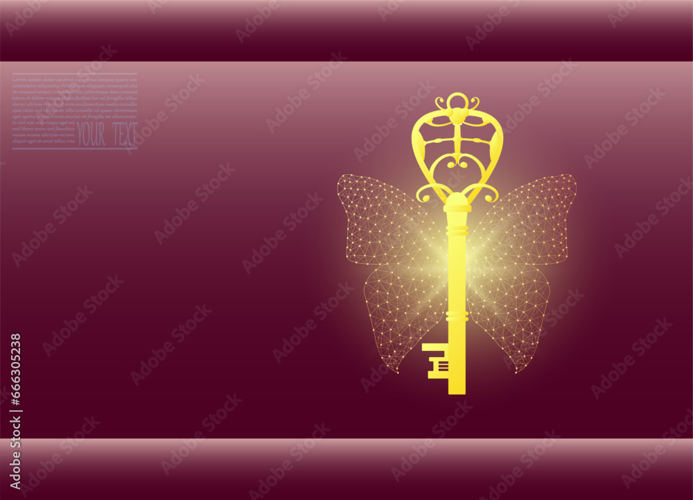 Butterfly wing key. Butterfly winged lock key made of mesh and dots ...
