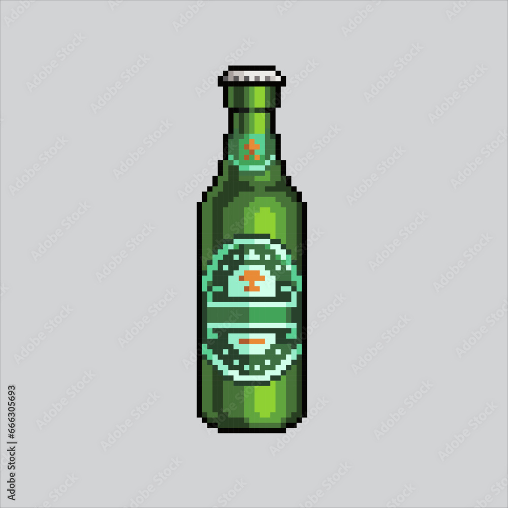 Pixel art illustration Beer Bottle. Pixelated Beer. Beer bottle icon ...