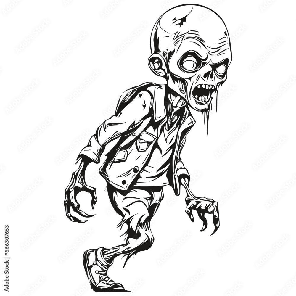 Creepy Hand-Drawn Reanimated Corpse Stock Vector | Adobe Stock