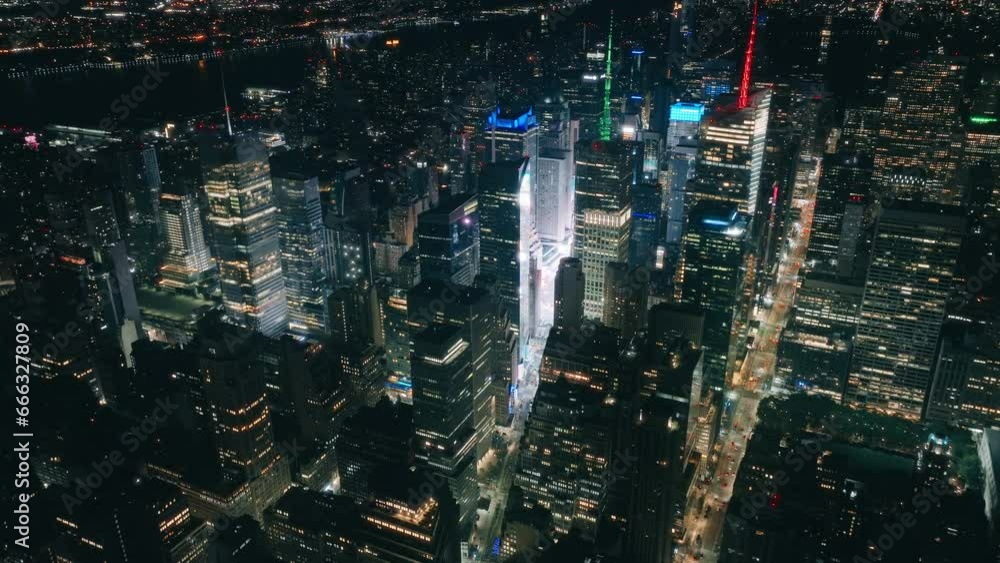 Establishing shot of colorfully illuminated world famous tourist ...