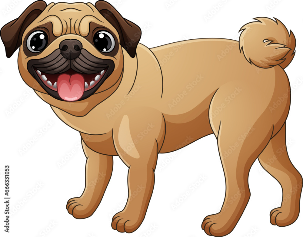 Cute pug dog cartoon isolated on white background Stock Vector | Adobe ...