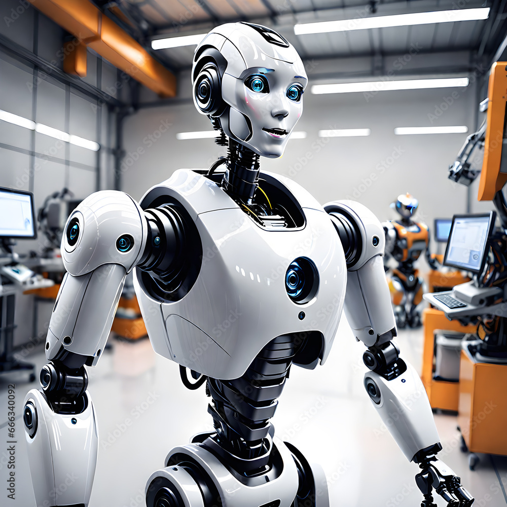 Artificial Intelligence Robot Versatile Technology Background in Clean ...