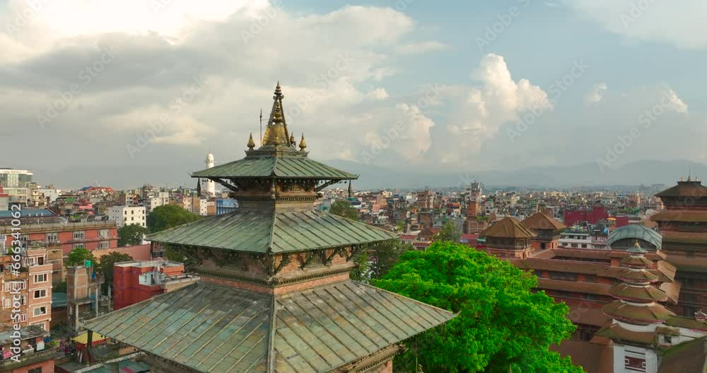 pinnacle of UNESCO World Heritage Site Kathmandu Durbar Square. Sunny ...