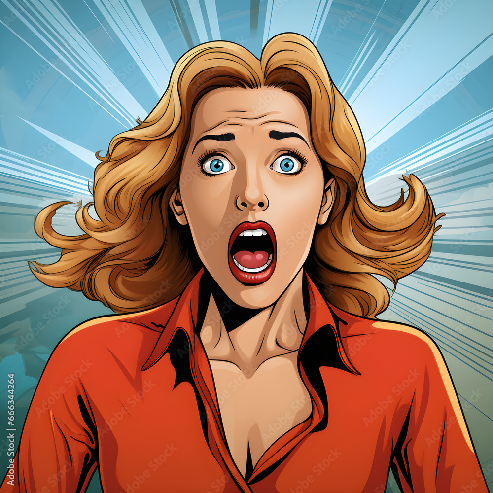 Terrified Woman in Pop Art Style, A Comic Book Poster Design ...