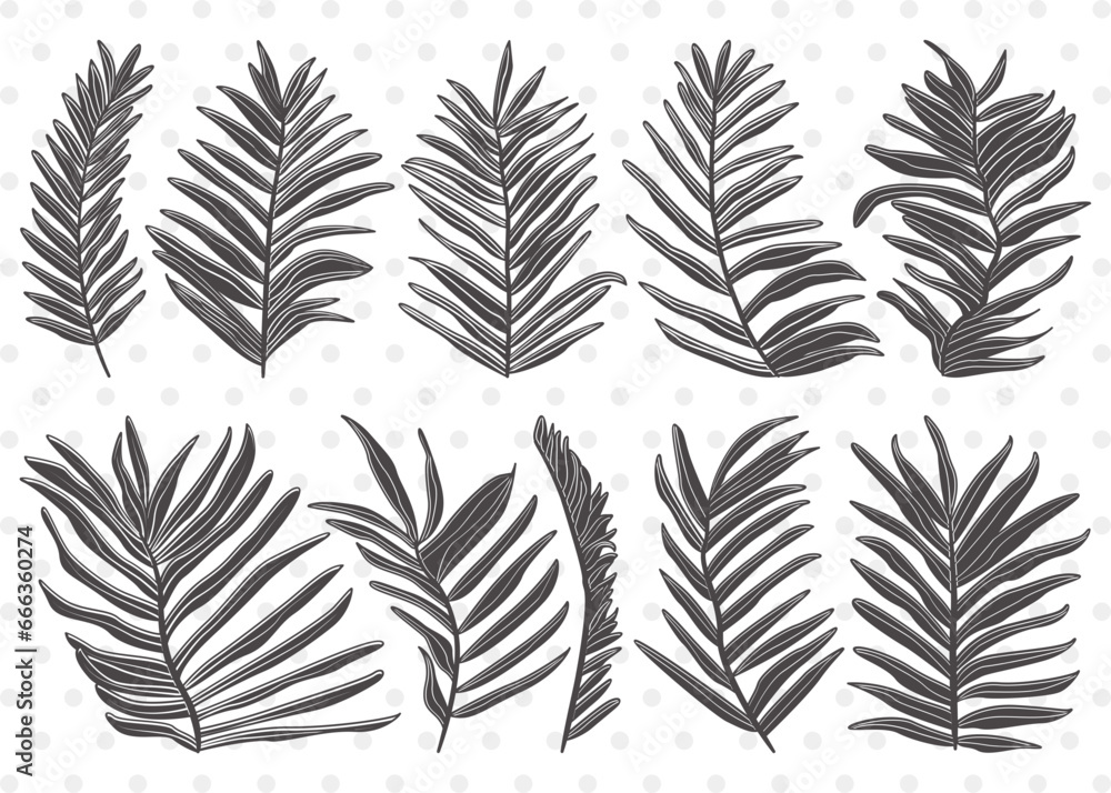 Palm Leaves Clipart SVG Cut File | Palm Leaf Svg | Tropical Leaves SVG ...