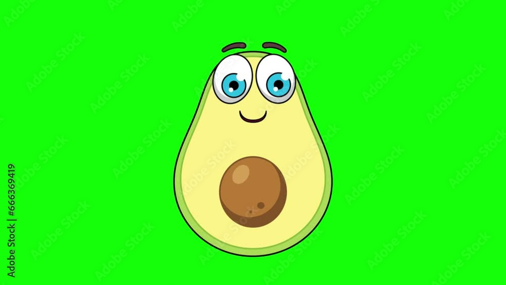 avocado cartoon with smiling face with heart eyes, emoji emoticon ...