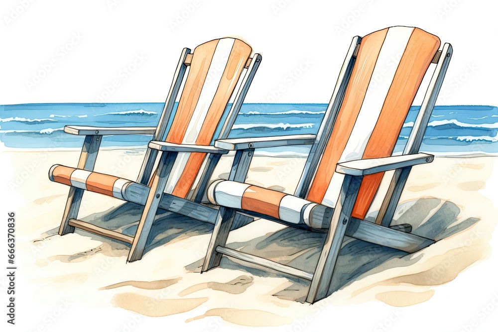 Beach Chairs Drawing: Embrace the Beach Summer Vacation Vibe with This ...