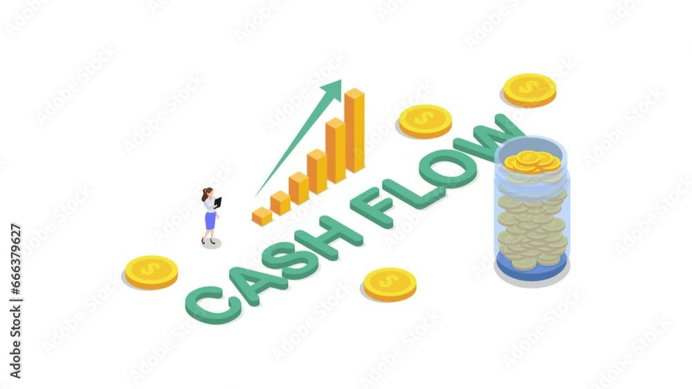 Business cash flow 3d isometric cartoon animation in 4K UHD 3840x2160 ...