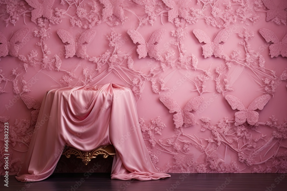Pink Butterfly Wallpaper: Stunning Fabric Texture Surface for Interior ...