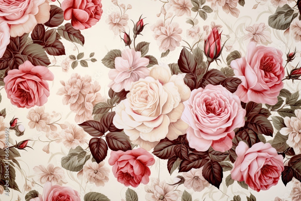 Roses Wallpaper: Stunning Fabric Texture Surface for Interior Wall ...