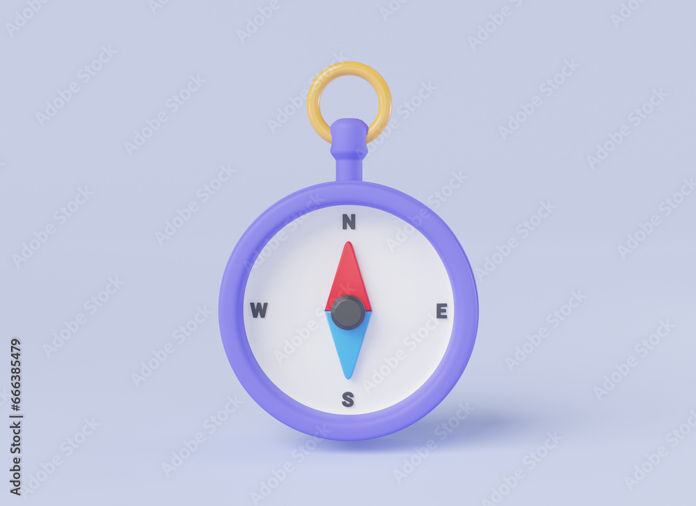 3d render illustration of Compass icon front view. Compass navigate for ...