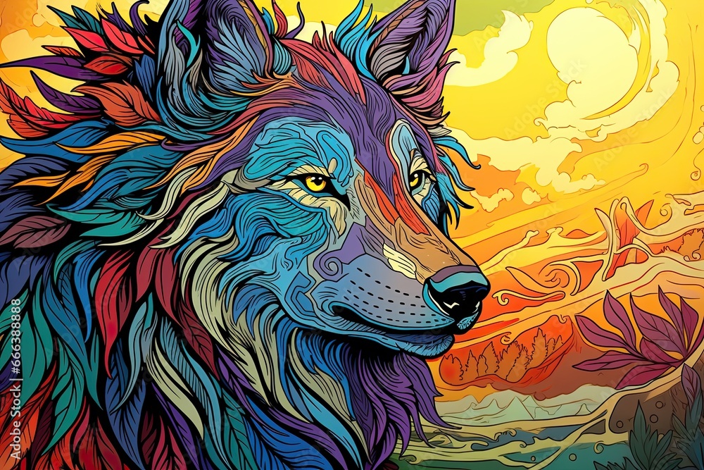 Colored Stylish Wolf Wallpaper: A Captivating Backdrop for Your Screens ...