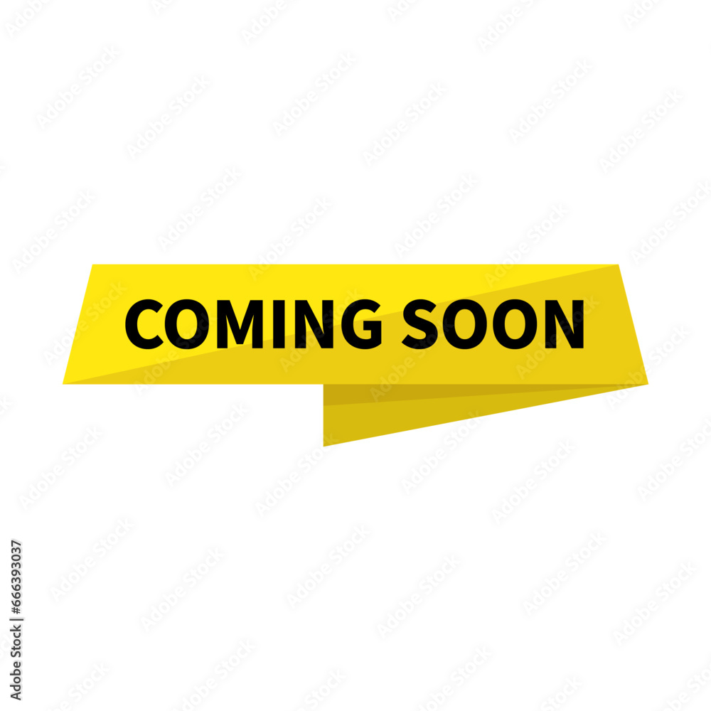 Coming Soon In Yellow Ribbon Rectangle Shape For Launching Announcement ...
