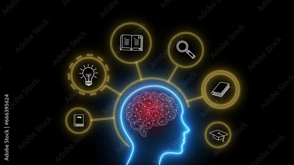 Human brain visual have circle of many elements about education. Stock ...