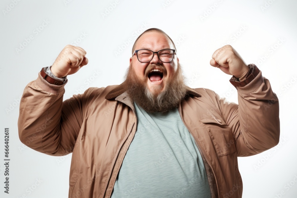Chubby man showing a fighting pose, Portrait of overweight male ...