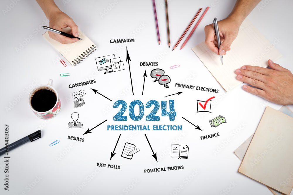 2024 Presidential Election Concept. The meeting at the white office table Stock 写真 | Adobe Stock